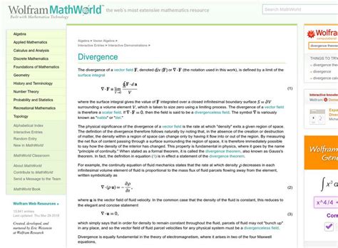 Wolfram Math World Divergence Handout For 9th 10th Grade Lesson Planet