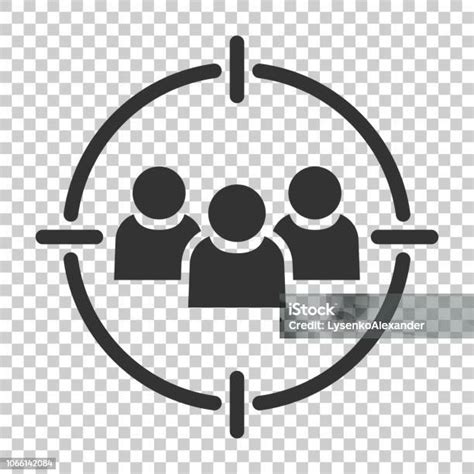 평면 스타일에서 대상 고객 아이콘입니다 격리 된 배경에 사람 벡터 일러스트 레이 션에 초점 인적 자원 비즈니스 개념입니다 개념에 대한 스톡 벡터 아트 및 기타 이미지