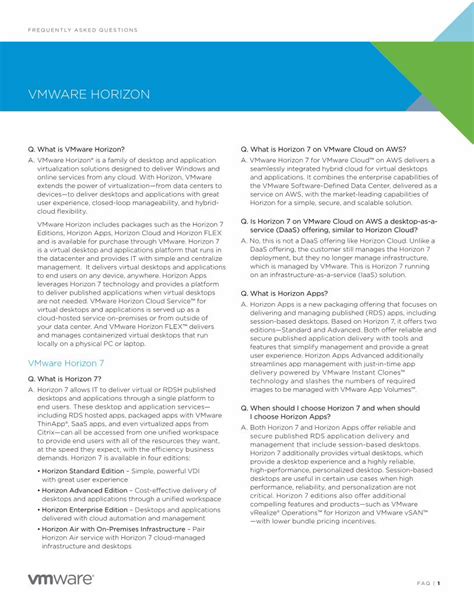 PDF VMware Horizon FAQ Experience Closed Loop Manageability And Hybrid Cloud Flexibility