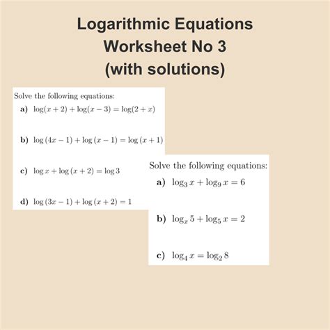 Properties Of Logarithms Worksheet With Solutions Worksheets Library