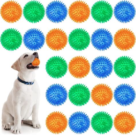 Pet Supplies Lenwen 24 Pcs Spikey Dog Balls 35 Inch Squeaky Dog Toys
