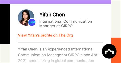 Yifan Chen International Communication Manager At Cirro The Org Yifan Chen International Communication Manager At Cirro The Org