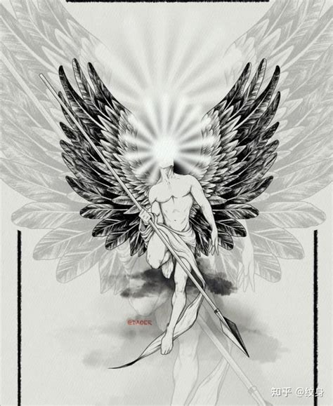 天使纹身手稿图案 恶魔纹身手稿 翅膀纹身素材 知乎
