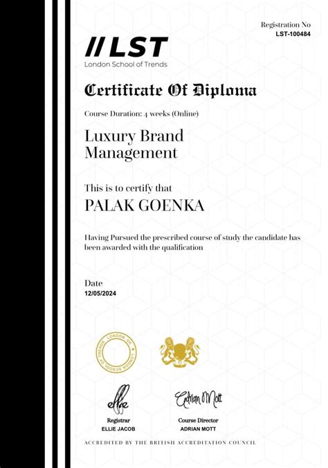 Palak Goenka On Linkedin Im Happy To Share That Ive Completed The Luxury Brand Management Course
