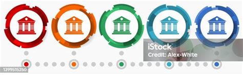 갤러리 예술 박물관 개념 벡터 아이콘 세트 5 가지 색상 옵션의 현대 디자인 추상 웹 버튼 인포 그래픽 템플릿 고대 그리스에 대한 스톡 벡터 아트 및 기타 이미지 Istock