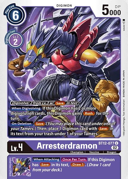 Digimon Karte [bt12 077] Arresterdramon Game Kiwi