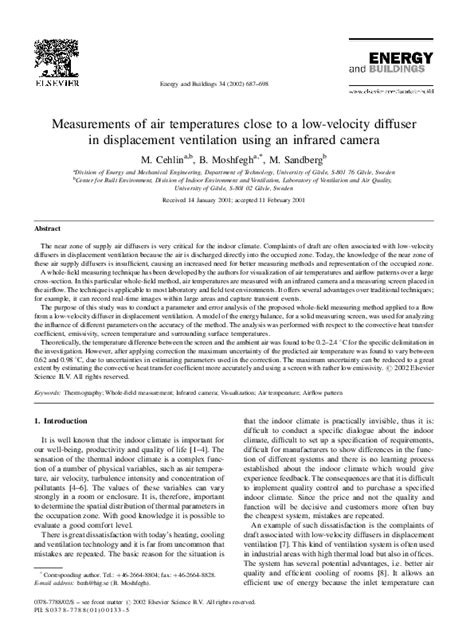 Pdf Measurements Of Air Temperatures Close To A Low Velocity Diffuser In Displacement