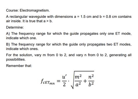 Solved Course Electromagnetism A Rectangular Waveguide Chegg