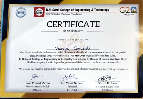 srushti vasoya on linkedin bis event coordinator participant