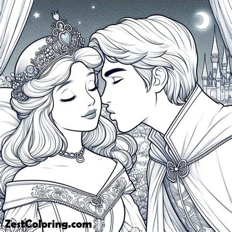 Prince Phillip Is Going To Kiss Princess Aurora At The Yard In Sleeping