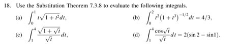 Solved 18 Use The Substitution Theorem 7 3 8 To Evaluate