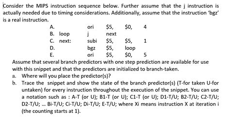 Solved Ori Consider The Mips Instruction Sequence Below