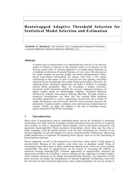 Bootstrapped Adaptive Threshold Selection For Statistical Model