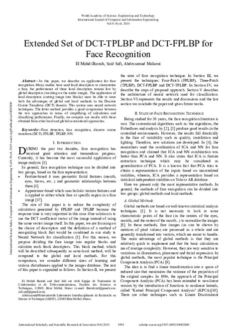 Pdf Extended Set Of Dct Tplbp And Dct Fplbp For Face Recognition