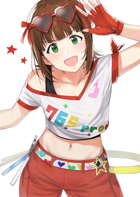 Safebooru 1girl D Amami Haruka Belt Breasts Brown Hair Fingerless