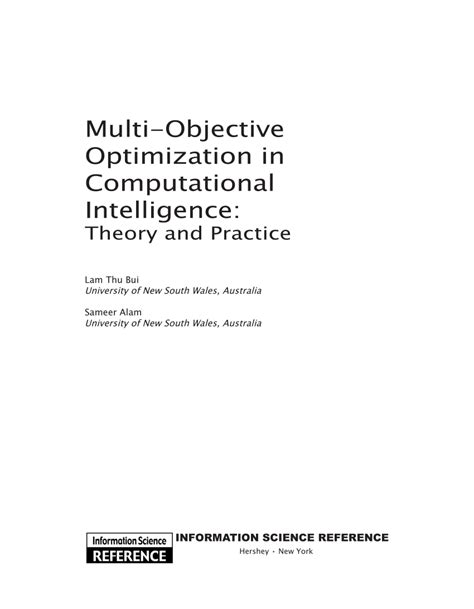 PDF Multi Objective Optimization In Computational Intelligence
