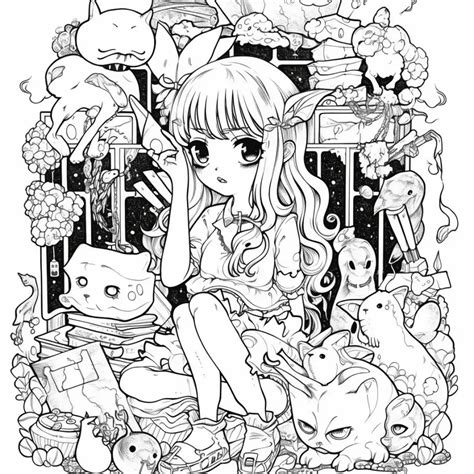 Adult Printable Coloring Pages 476 Free Creepy Kawaii Anime Dark