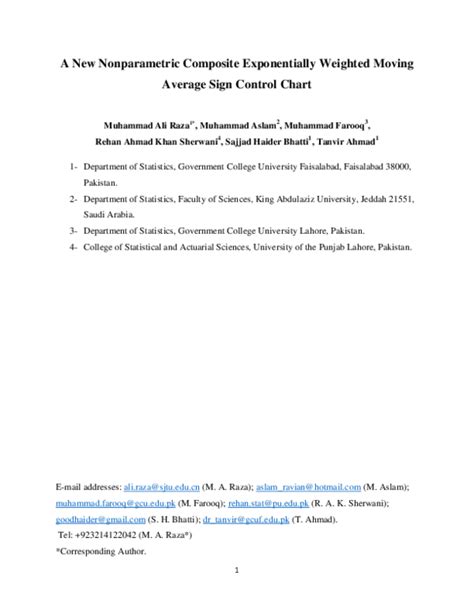 Pdf A New Nonparametric Composite Exponentially Weighted Moving Average Sign Control Chart