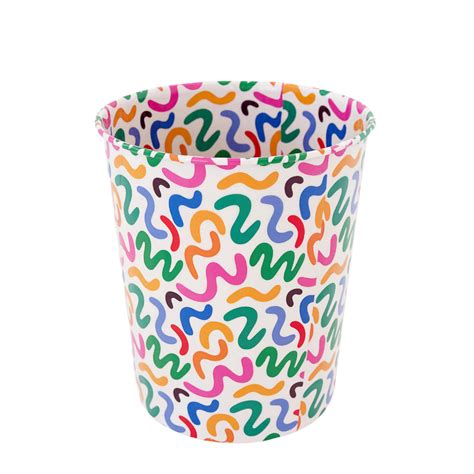 Pretty Bins Fun Playful Decorative Trash Can Vibrant Squiggles Cute
