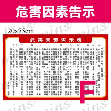 🍉工地圍籬帆布🍉危害因素告示 教育訓練帆布 120x75cm工作守則 告示牌 工程安全警示 勞檢帆布 局限空間帆布 貼紙 蝦皮購物