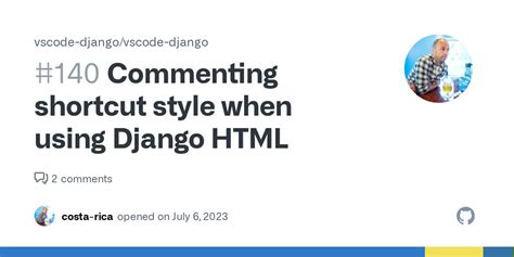 Commenting Shortcut Style When Using Django Html · Issue 140 · Vscode Djangovscode Django · Github