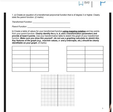 Solved W₁0 1 A Create An Equation Of A Transformed