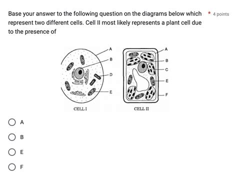 Cell Ii Most Likely Represents A Plant Cell Due To The Presence Of Which Labeled Component