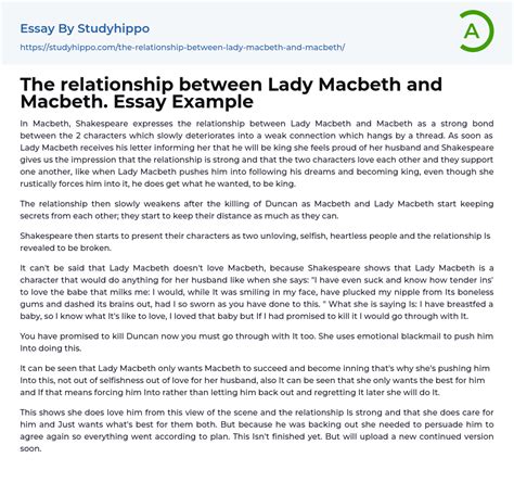Explore The Relationship Between Macbeth And Lady Mac