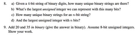 Solved 8 A Given A 4 Bit String Of Binary Digits How Many