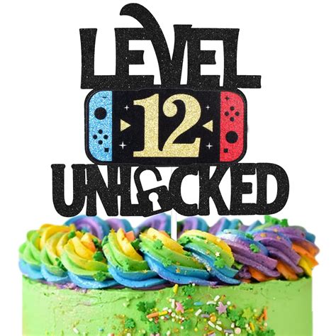 Level 12 Unlocked Game Birthday Cake Topper Video Game
