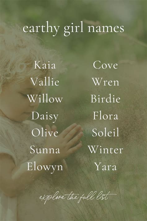 Gorgeous Earthy Girl Names Nature Inspired Names Earthy Girl