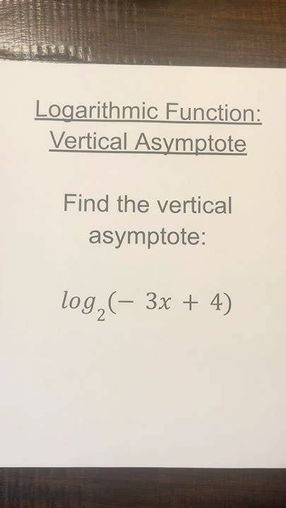 Vertical Asymptote Of Logarithmic Function Logarithmicfunctions Youtube
