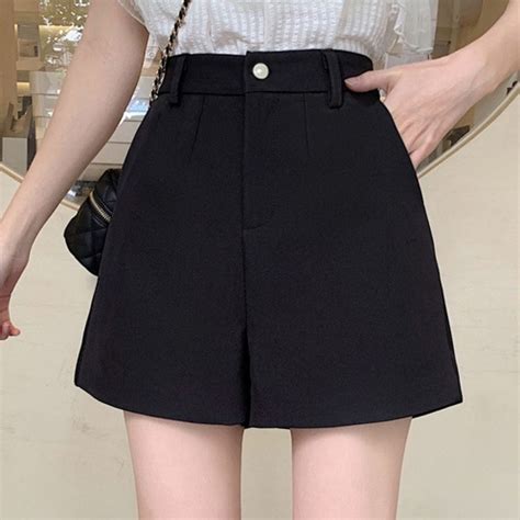 다파라뽐 하이웨스트 여자 여름 세미정장 뒷밴딩 3부숏팬츠 캐주얼 오피스룩 슬랙스반바지 블랙 화이트