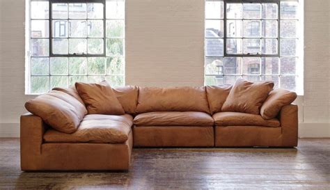 Feather Extra Deep Leather Modular Sofa From Darlings Of Chelsea