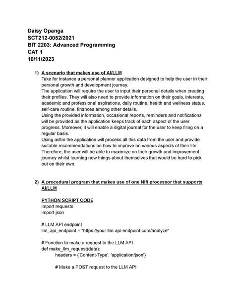 Ap Cat Advanced Programming Cat Daisy Opanga Sct212 0052 Bit 2203