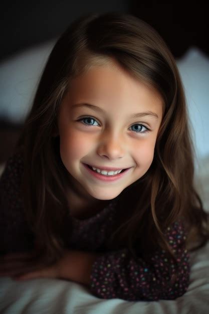 Premium Ai Image A Cute Brunette Girl Smiling At The Camera Created