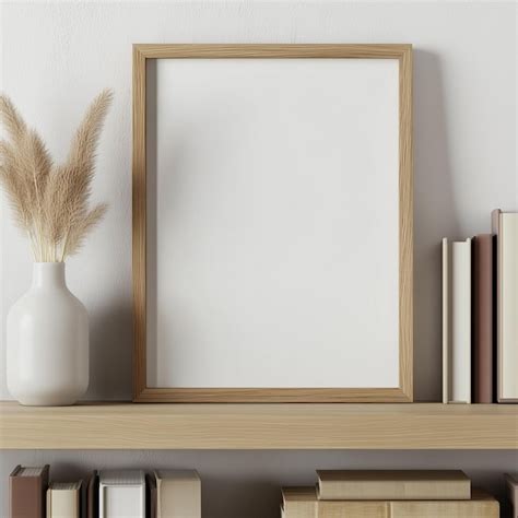 Modern Natural Wood Portrait Frame Premium Ai Generated Image