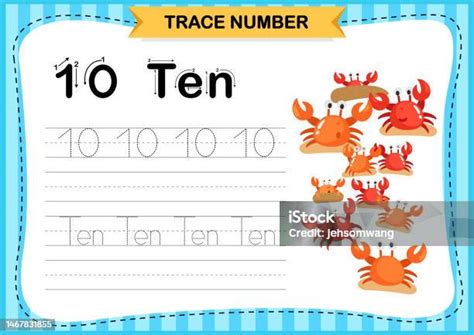 숫자는 만화 어휘로 운동합니다 필기 그림 벡터를 학습하기 위한 추적 번호 디자인 10에 대한 스톡 벡터 아트 및 기타 이미지 10 유치원 일러스트레이션 Istock