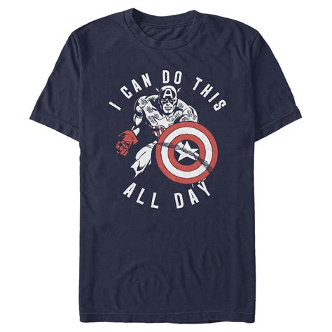Mens Marvel Captain America Can Do This All Day Graphic Tee Navy Blue