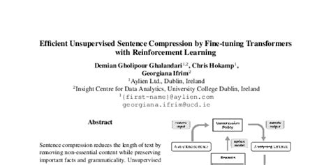 Efficient Unsupervised Sentence Compression By Fine Tuning Transformers With Reinforcement