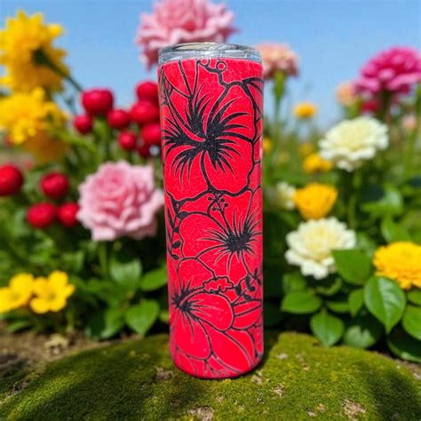 3d Glitter 30oz Peek A Boo Flowers Wood Grain Tumbler Etsy