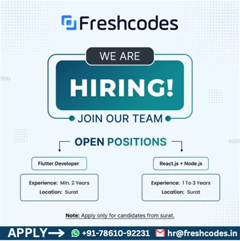 Work Openings Freshcodes Reactjs Flutter Joining Freshcodes