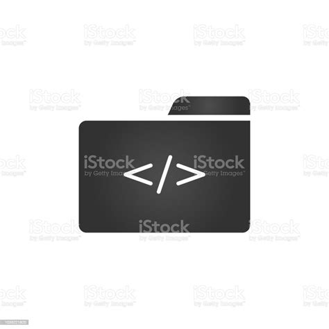 Folder Icon With Coding Symbol In Trendy Flat Style Isolated On White Background For Your Web