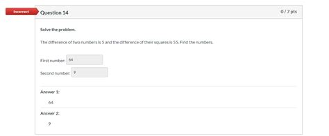Solved Incorrect Question 14 0 7 Pts Solve The Problem The Chegg Com