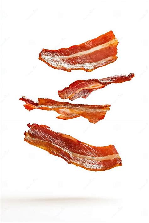Crispy Bacon Rashers Falling On White Background Stock Illustration Illustration Of High