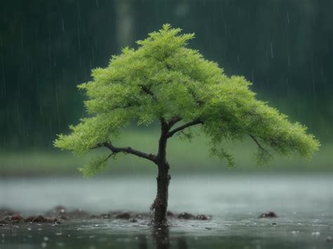 Premium AI Image A Tree In The Rain Background