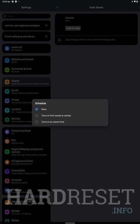 How To Turn On And Turn Off Dark Mode On Lenovo Tab M Plus Rd Gen Hardreset Info