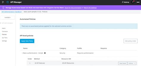 Basic Authentication Simple MuleSoft API Manager Policy