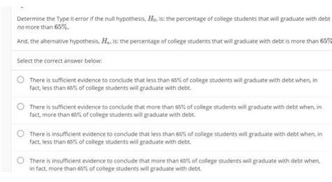 Solved Determine The Type Il Error If The Null Hypothesis