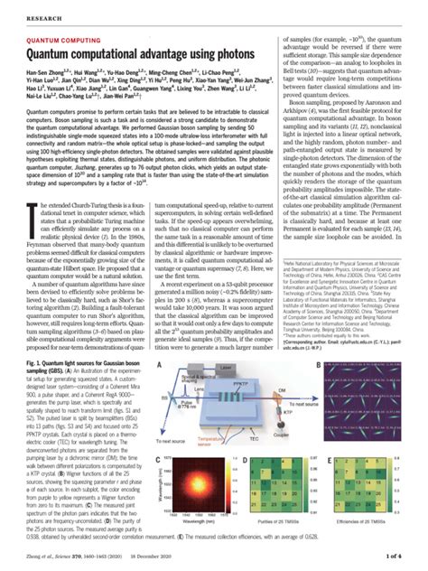 Quantum Computational Advantage Using Photons Pdf Interferometry